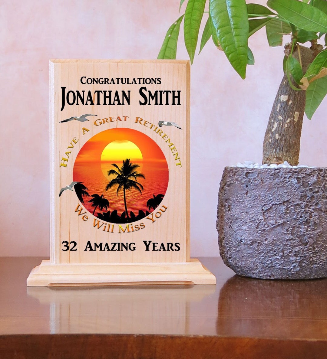 Custom Retirement Gift Plaque Personalized Happy Retirement Desk Plaque ...