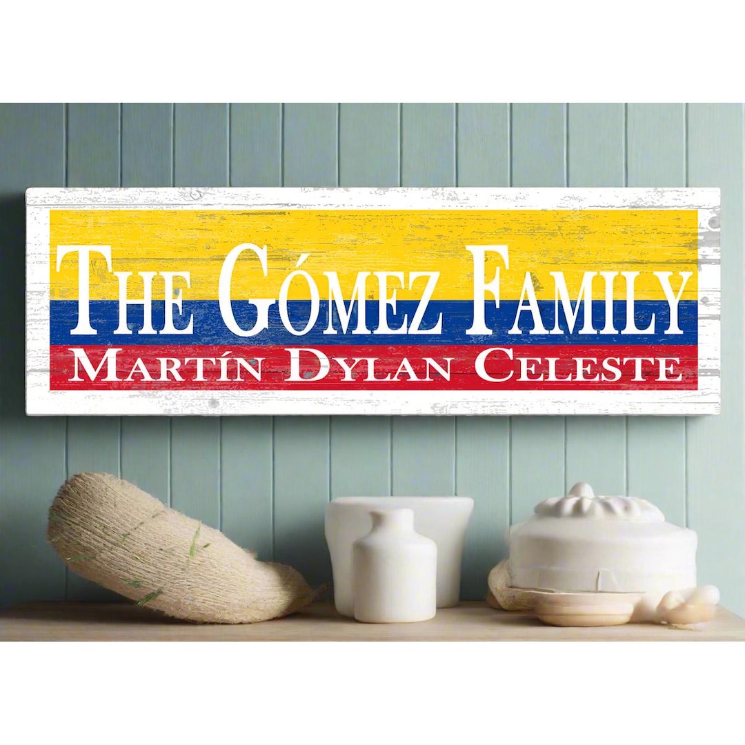 Personalized Colombian Flag Wood Sign – Custom Family Name - Etsy