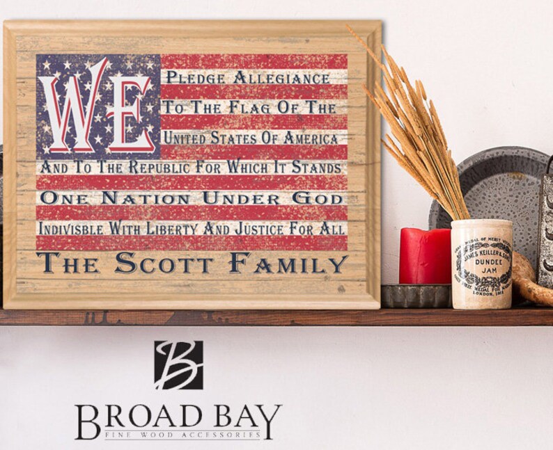 American Flag Sign PERSONALIZED Family Name Sign We Pledge - Etsy