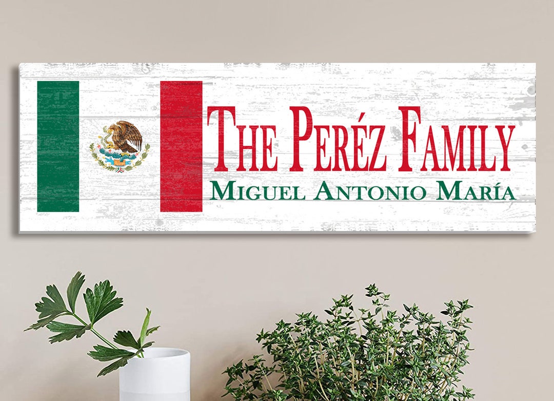 Custom Mexican Flag Family Name Sign Mexican Theme Wedding Gift or ...