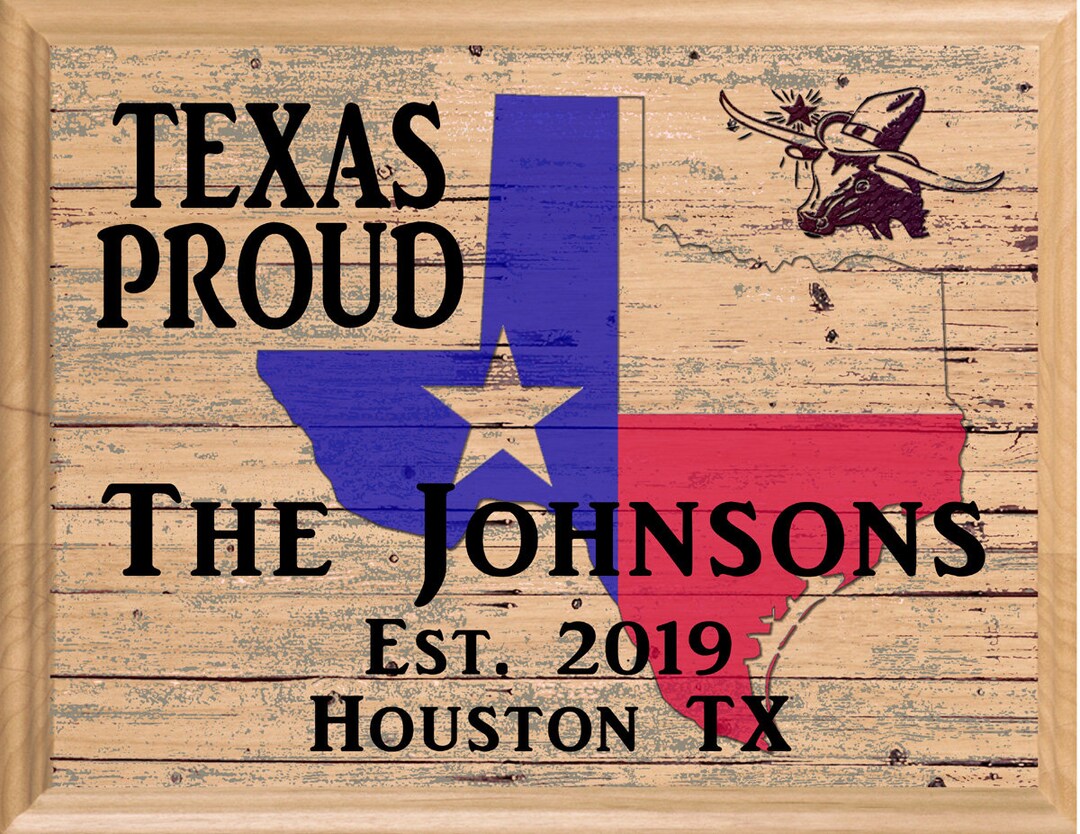 Customized Texas Home Sign Solid Maple Wood Personalized New Home State ...