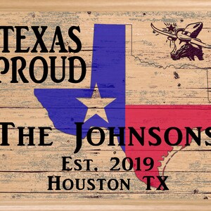 Customized Texas Home Sign Solid Maple Wood Personalized New Home State ...