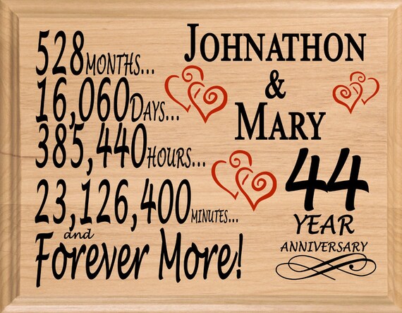 44 Year Anniversary Gift PERSONALIZED 44th Anniversary Gifts | Etsy