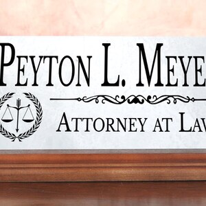 Personalized Attorney Desk Name Plate: Solid Marble, Hardwood Base - Etsy