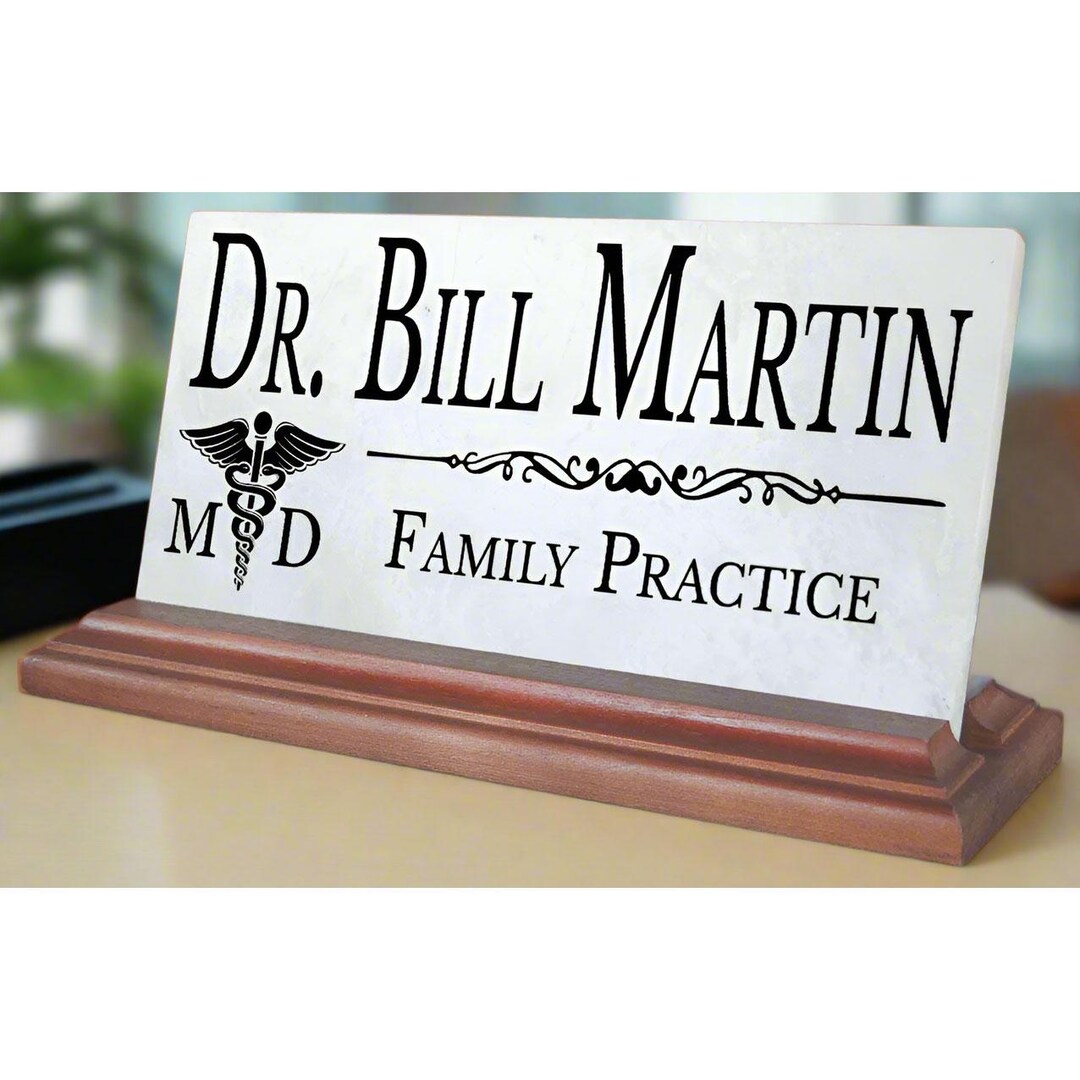 Personalized Marble Doctor Desk Nameplate: Physician Office Decor - Etsy