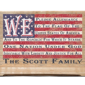 Pledge of Allegiance Sign With Family Name Gift for Patriotic Families ...
