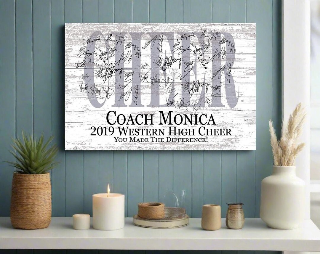 Personalized Cheerleading Coach Gift: Signable Solid Wood Team Plaque ...