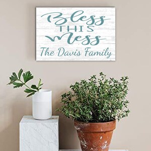 Bless This Mess Sign Custom With Name Personalized Rustic Wooden Family ...