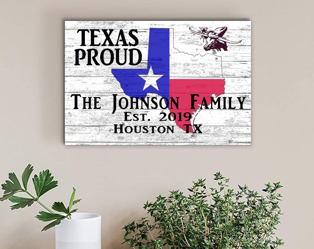 Personalized Texas Home Sign Rustic Style Customized New Home State ...