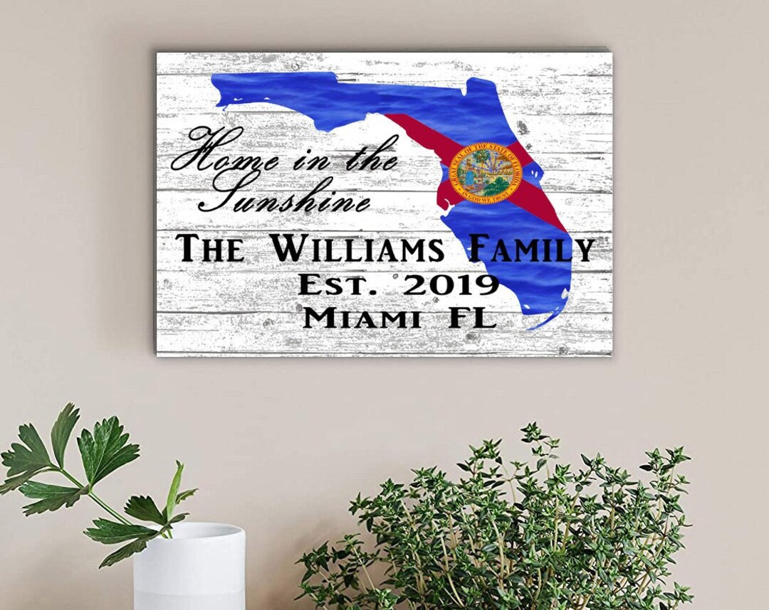 Personalized Florida Home Sign: Rustic Family Name Wall Decor - Etsy