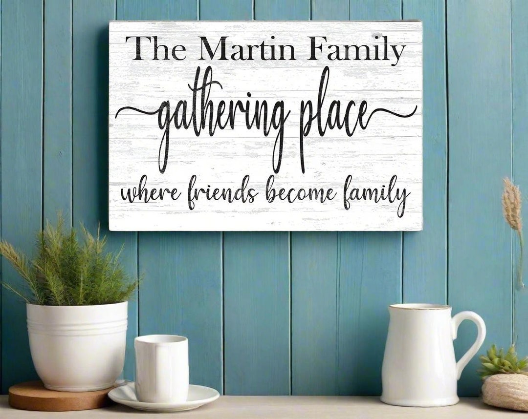 Custom Gathering Place Solid Wood Sign: Personalized Farmhouse Decor - Etsy