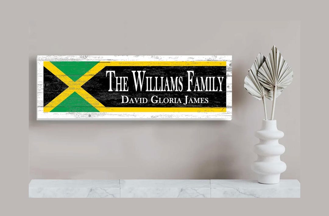Solid Wood Jamaican Flag Sign – Custom Names or Text - Jamaica Wedding ...