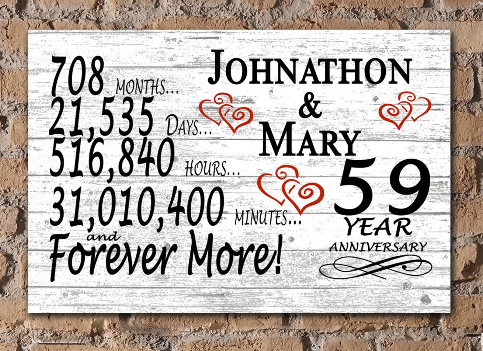 59 Year Anniversary Gift PERSONALIZED 59th Wedding Anniversary | Etsy