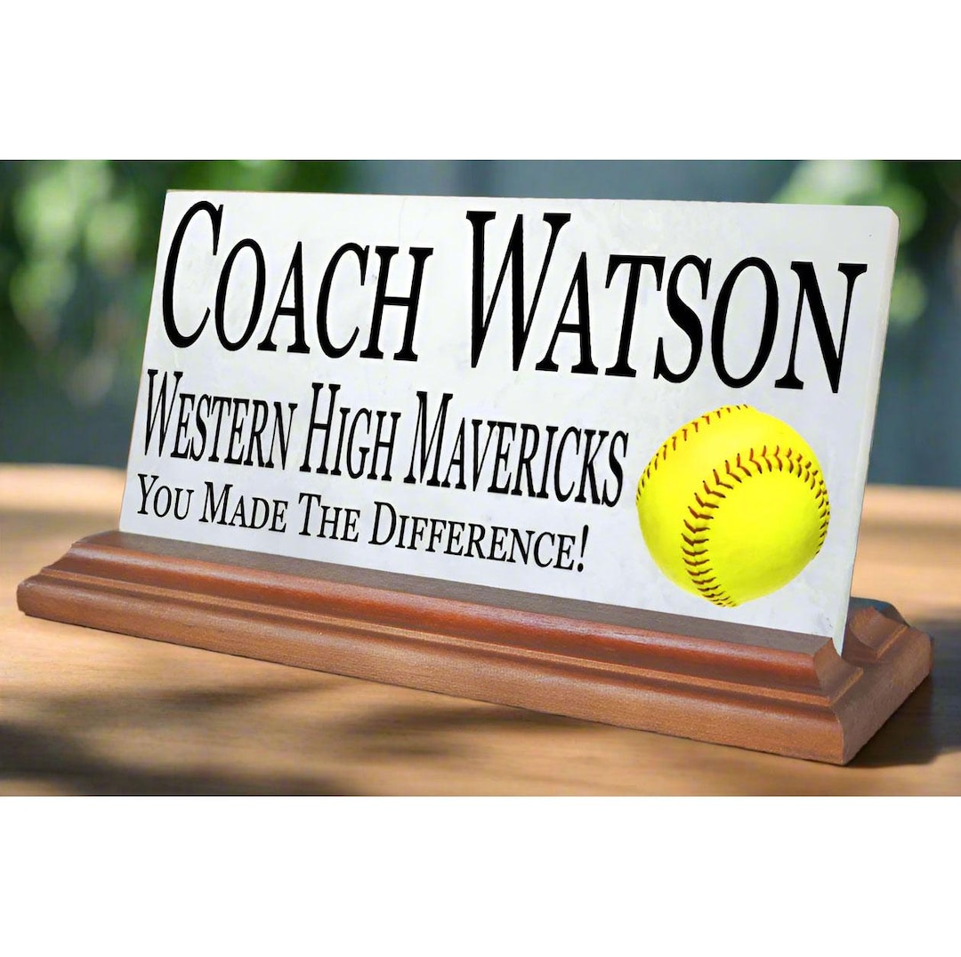 Softball Coach Gift Plaque Custom Team Appreciation Award for Great ...