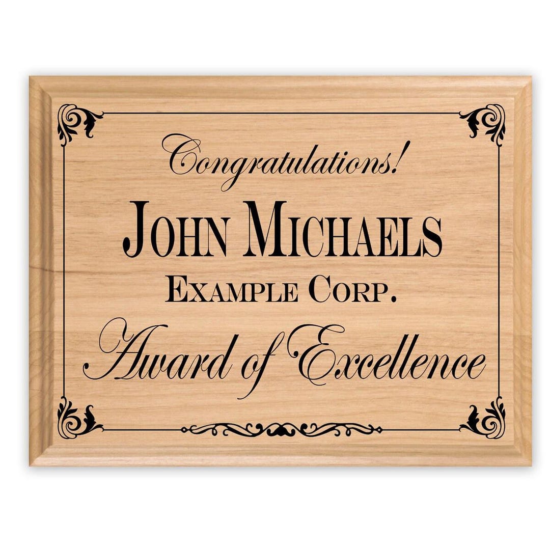 Personalized Recognition Award Plaque With Message Custom Appreciation ...