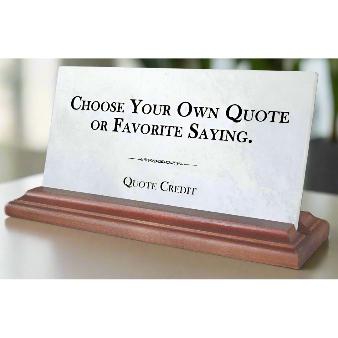 Personalized Quote Plaque: Solid Marble & Hardwood Desk Accessory - Etsy