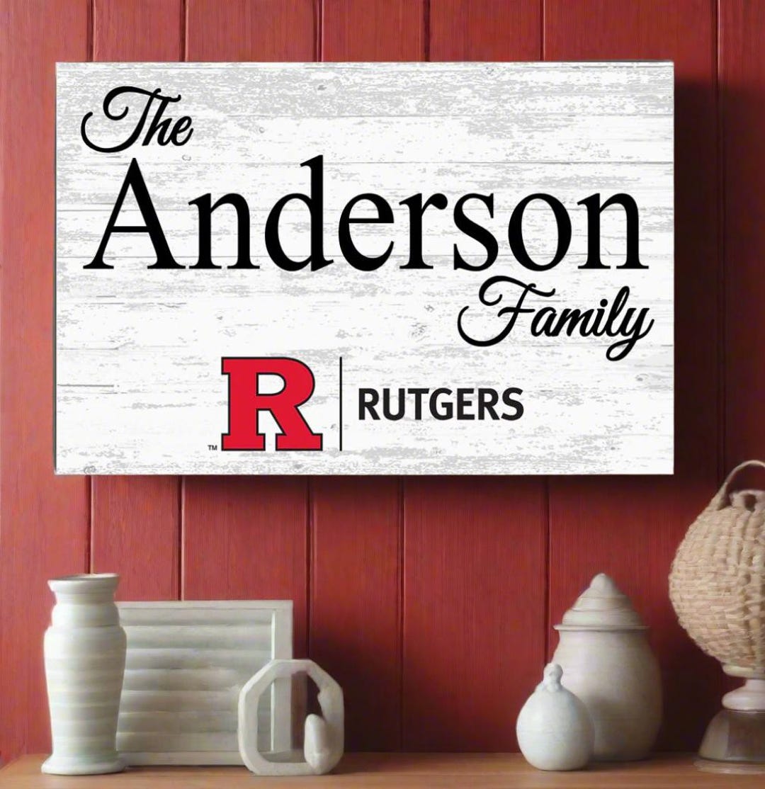 Rutgers University Family Name Sign - Solid Wood - PERSONALIZED for RU ...