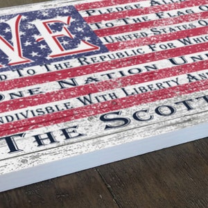 Custom American Flag Sign Pledge of Allegiance With Family Name ...