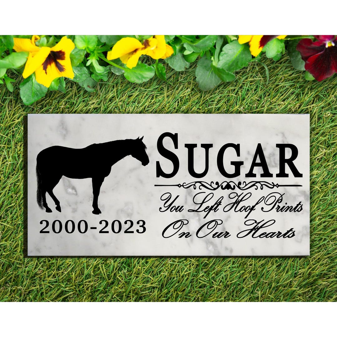 Personalized Horse Memorial Stone – Marble Silhouette Plaque With Years ...