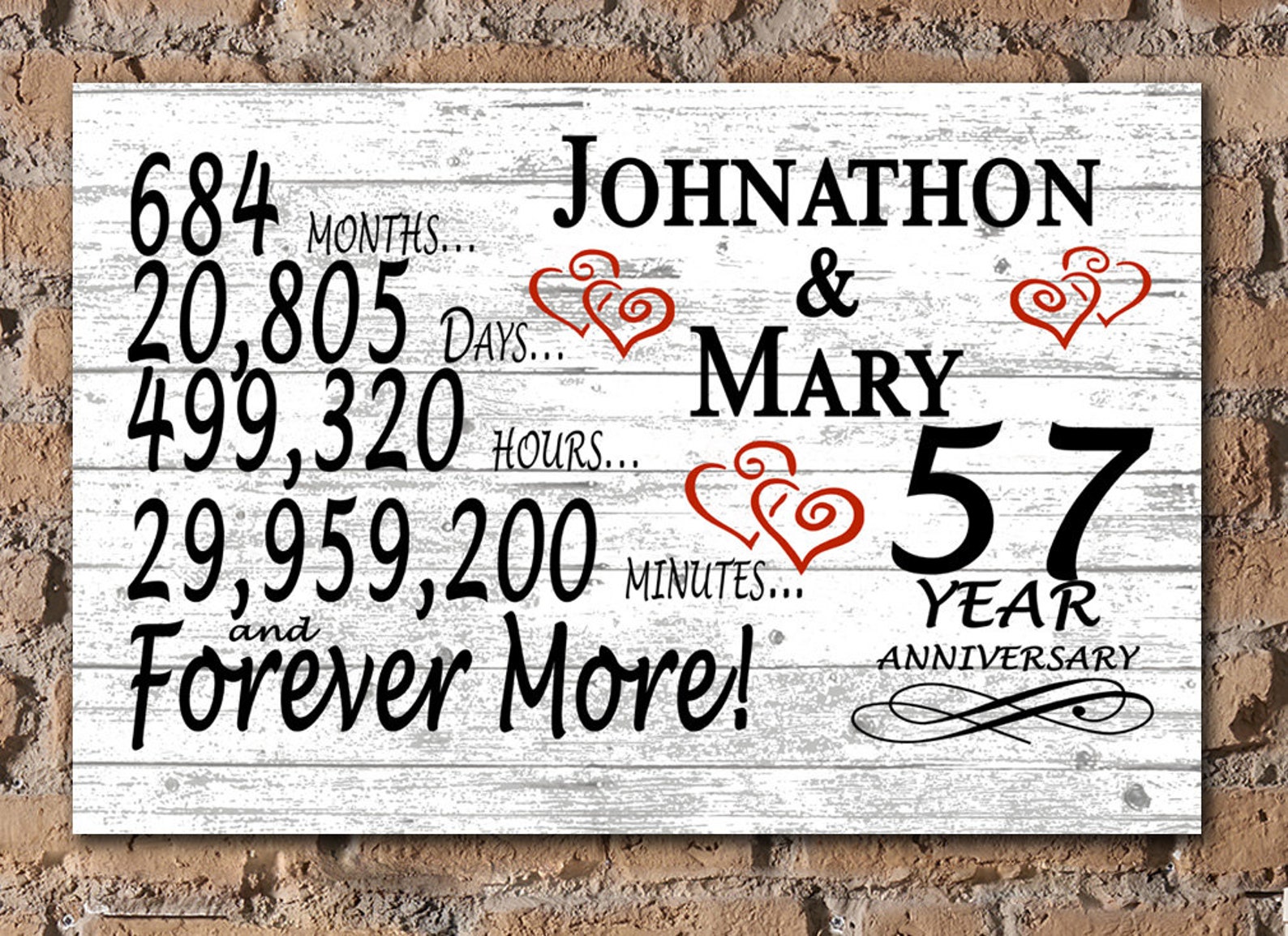57 Year Anniversary Gift PERSONALIZED 57th Wedding Anniversary - Etsy