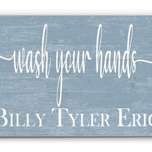 Wash Your Hands Bathroom Sign With Children's Names SOLID WOOD ...