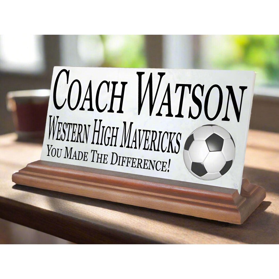 Personalized Soccer Coach Gift Plaque: Marble & Hardwood Team Award - Etsy