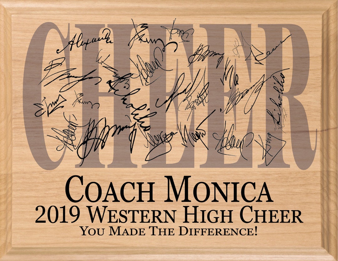 Cheer Coach Gift Plaque Personalized Signable Cheerleading Coaches ...