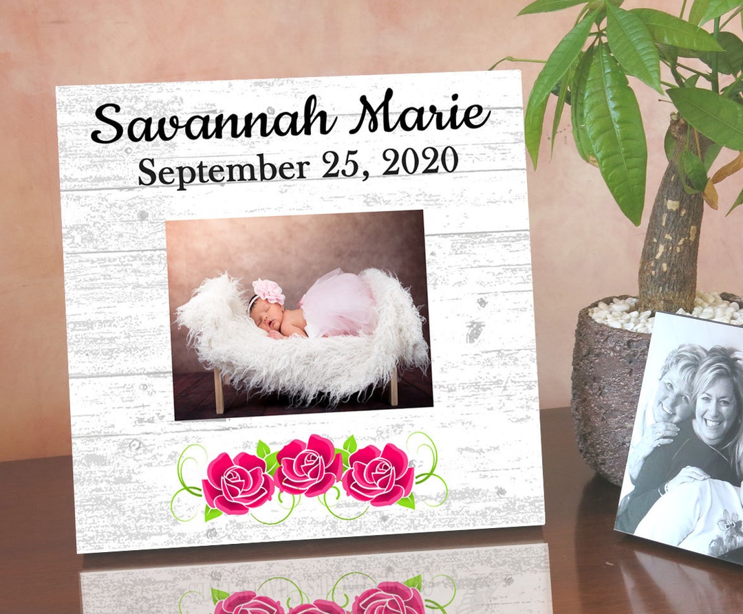 New Baby Pictue Frame Printed Photo Personalized Baby Girl Birth Gift ...