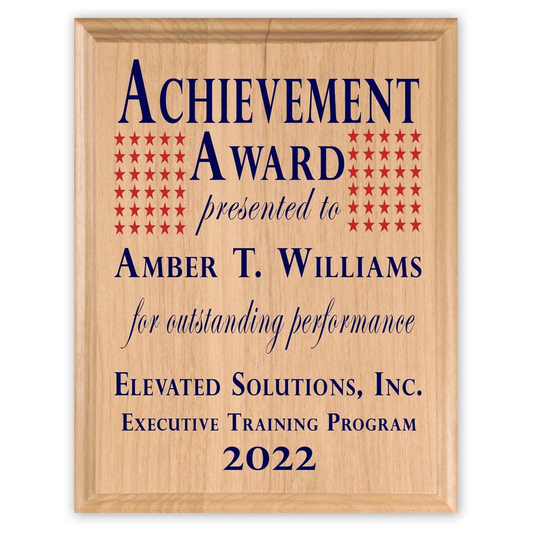 Achievement Award Plaque Custom Appreciation Gift Sign Personalized for ...