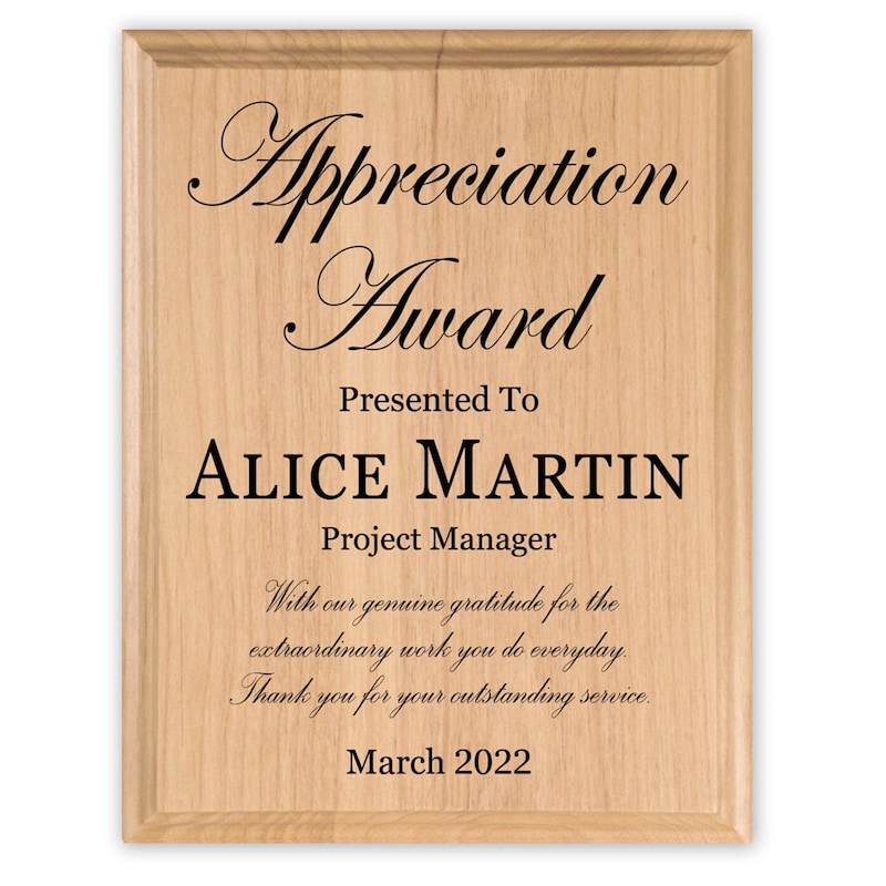 Appreciation Plaque - Etsy