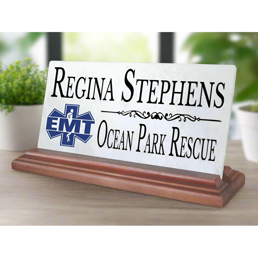 EMT Desk Nameplate - Custom Personalized Gift for Emergency Medical ...