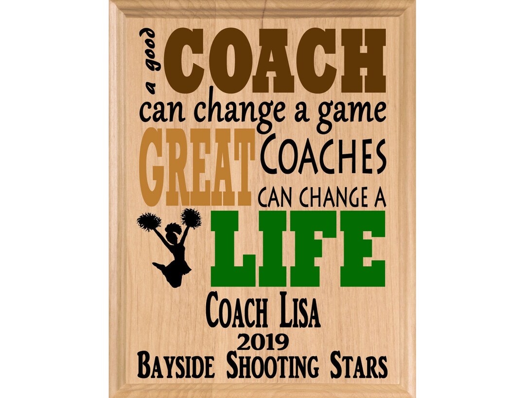 Cheerleading Coach's Gift PERSONALIZED Cheer Coach Plaque Sign Custom ...