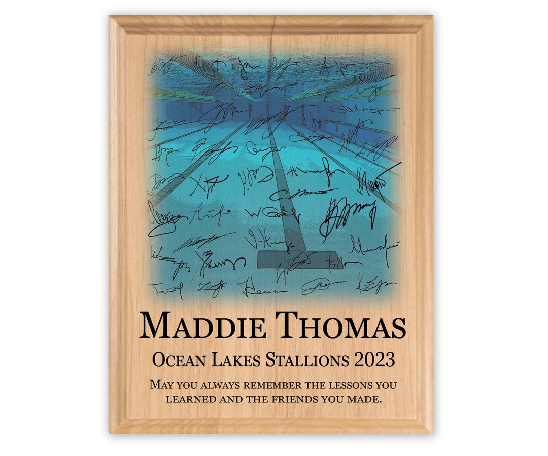 Swim Team Senior Gift Custom Signable Swim Team Plaque High School ...