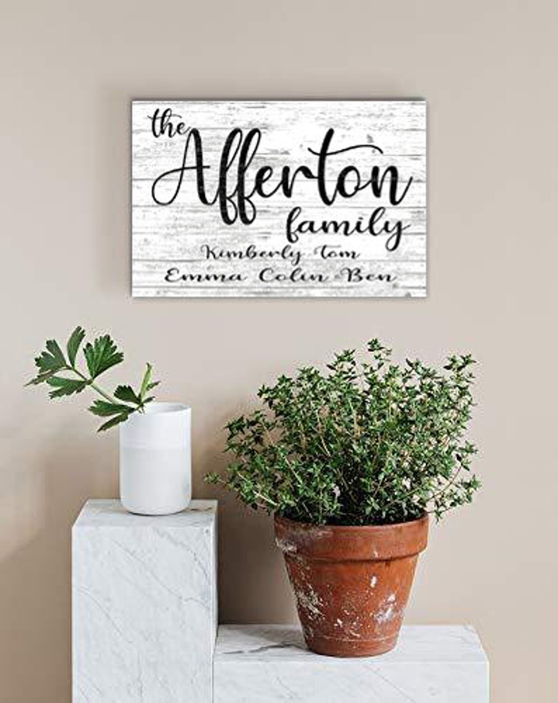Personalized Family Name Sign With Family Member Names - Solid Wood ...