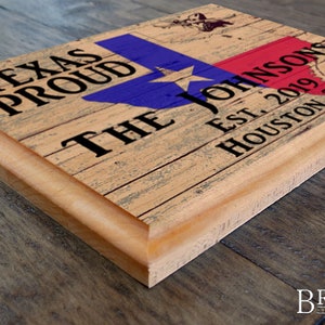 Customized Texas Home Sign Solid Maple Wood Personalized New Home State ...