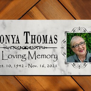 Personalized Memorial Stone: Solid Marble Photo Plaque (12" X 6") - Etsy