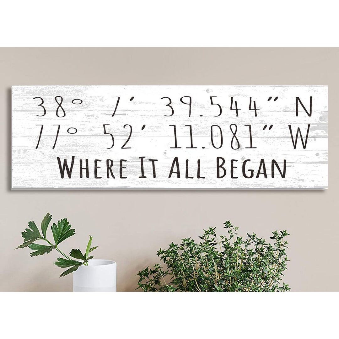 Custom GPS Coordinate Solid Wood Sign: Personalized Location Art (16in ...