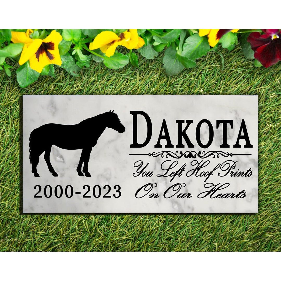 Personalized Pony Memorial Stone – Custom Marble Horse Silhouette ...