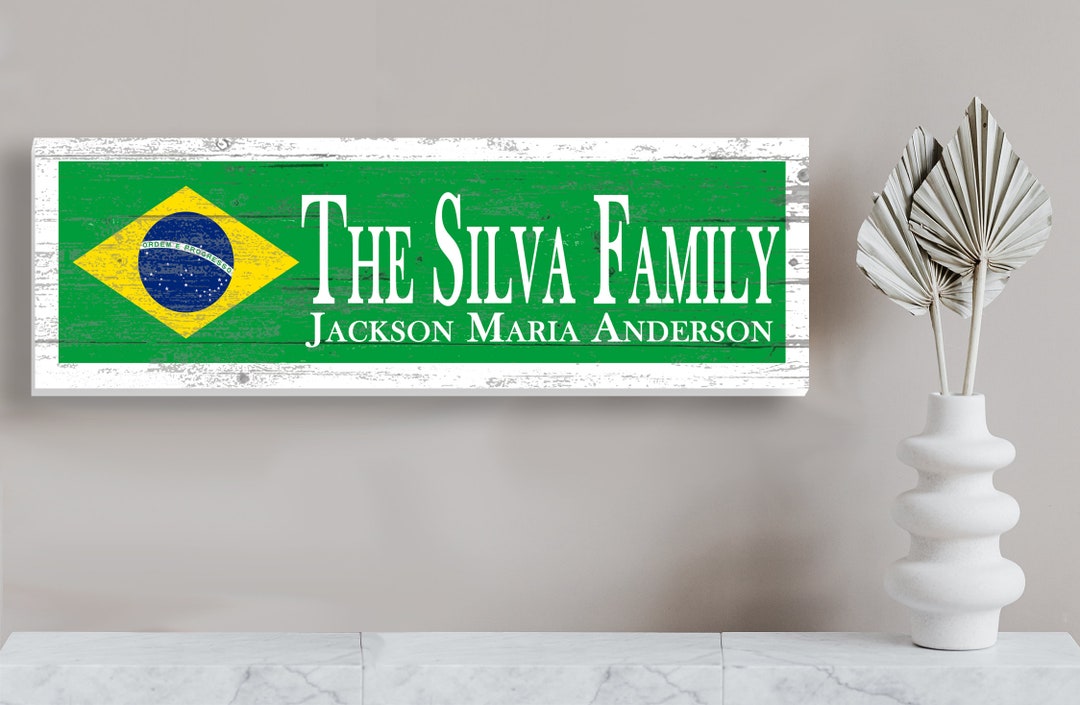 Custom Brazil Flag Sign Brazilian Family Name Wedding Gift for Home ...