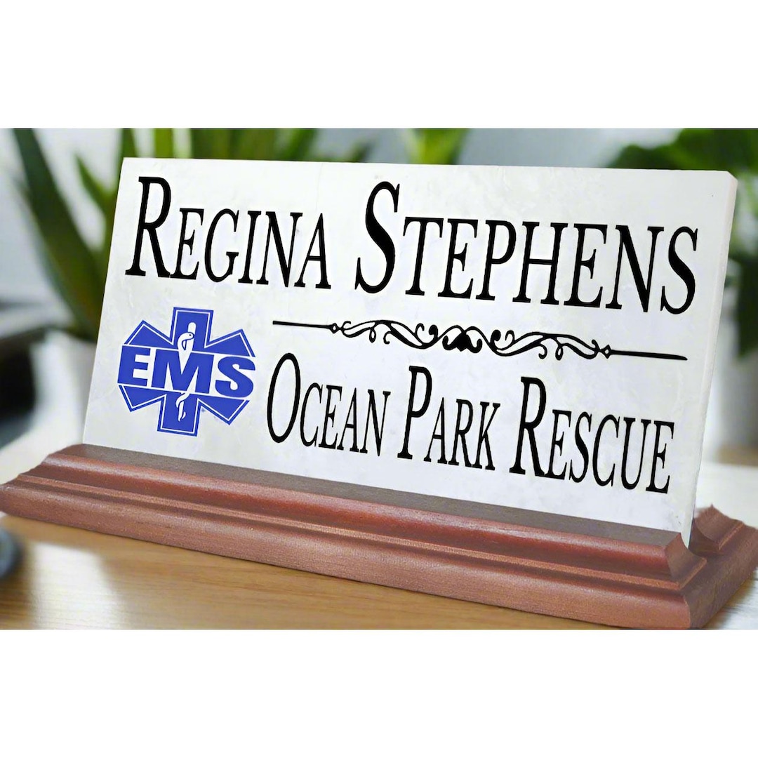 EMS Desk Name Plate Gift Custom Personalized Office Nameplate for ...