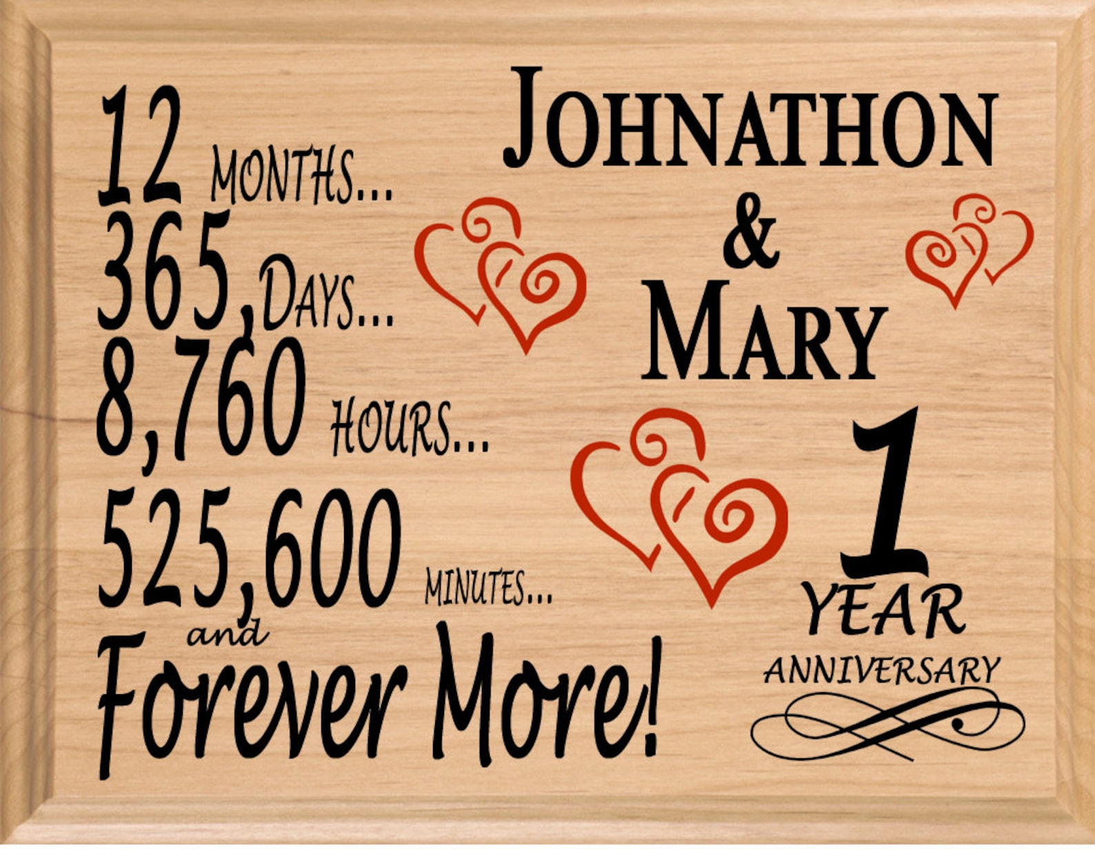 1 Year Anniversary Gift PERSONALIZED 1st Year Wedding - Etsy