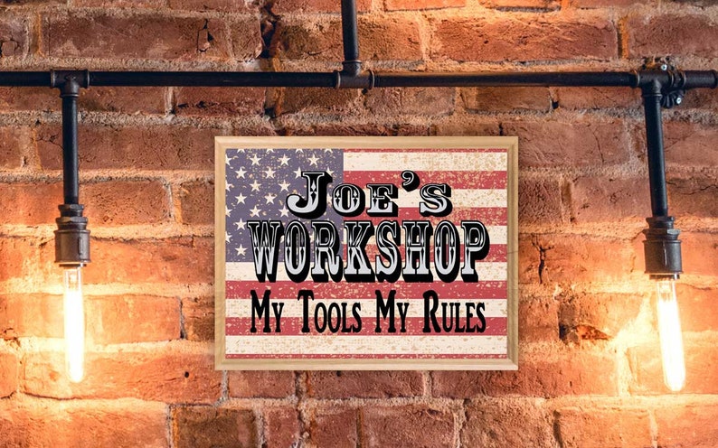 Custom Workshop Sign PERSONALIZED Name Man Cave Wall Art Gift - Etsy