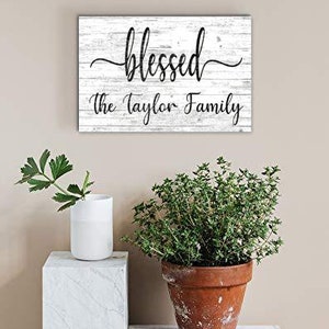 Custom Blessed Family Sign Personalized Wall Art for Anniversary Gift ...