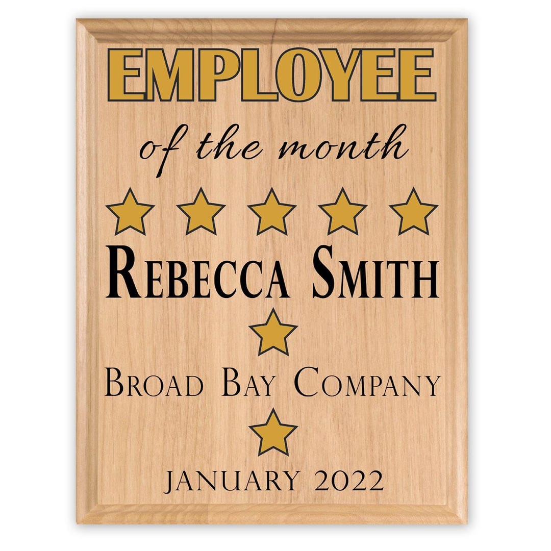 Personalized Employee of the Month Award Plaque Gold Star Custom ...