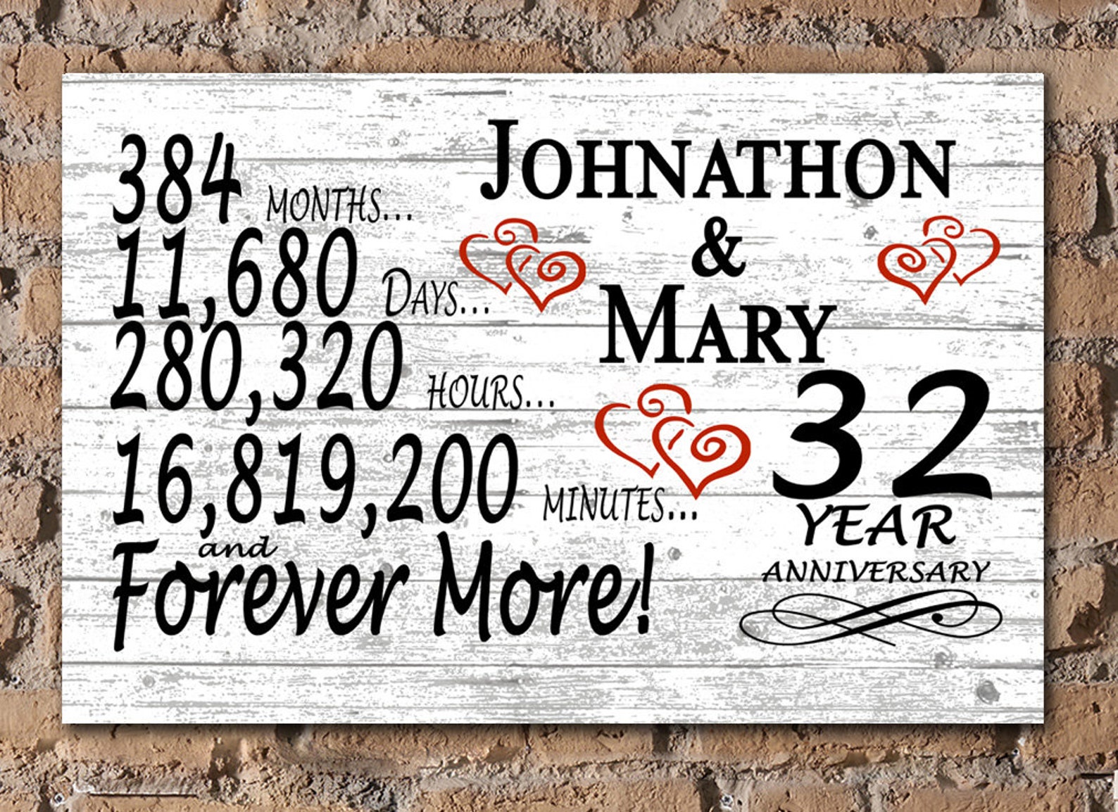 32 Year Anniversary Gift PERSONALIZED 32nd Wedding Anniversary | Etsy
