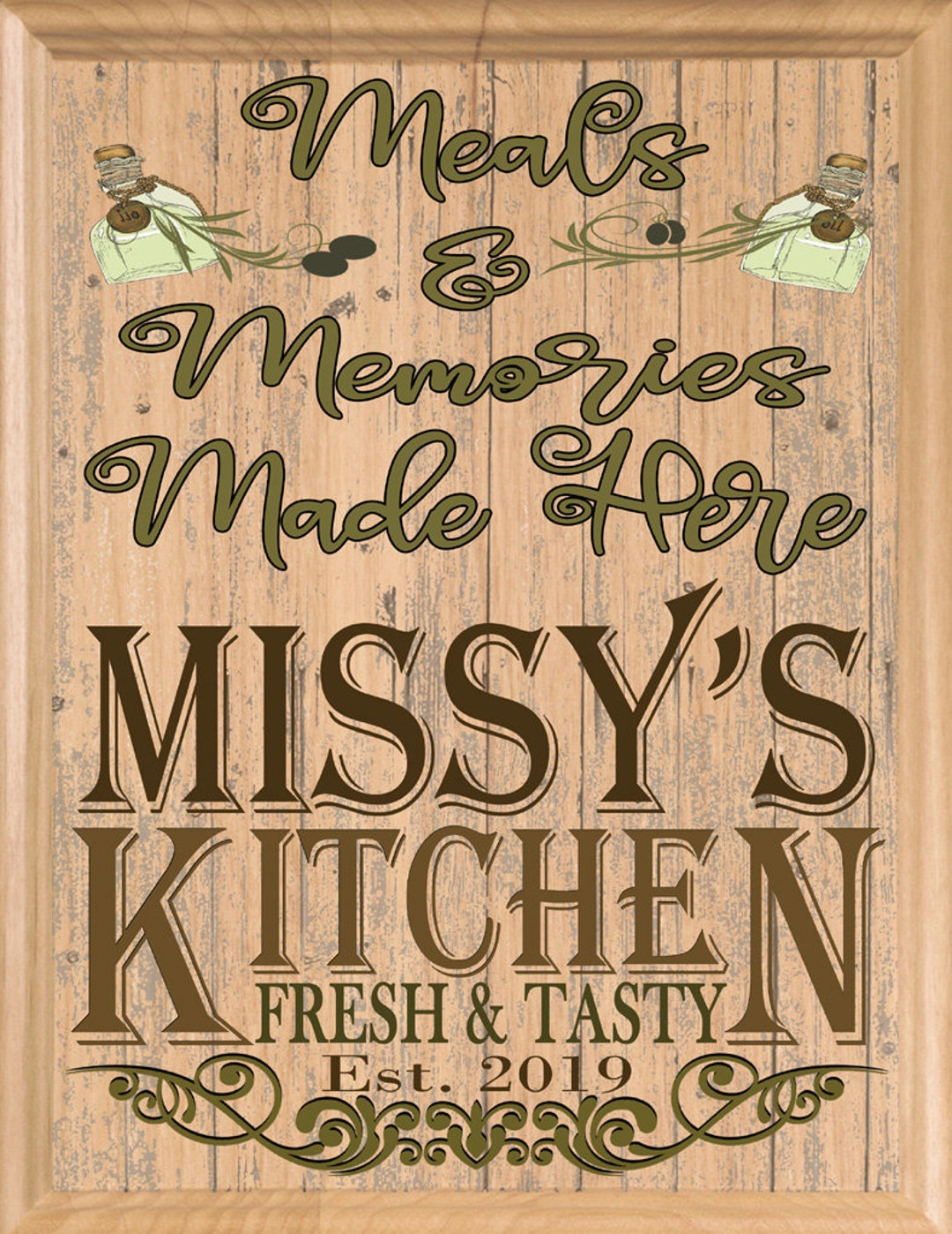 Personalized Kitchen Signs Custom Name Rustic Kitchen Wall Decor ...