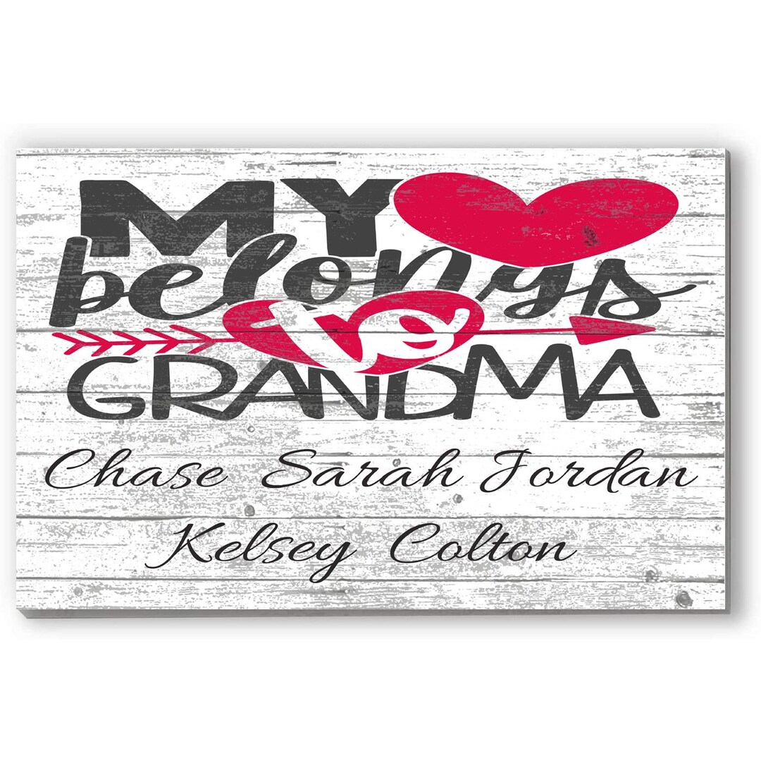 Personalized Grandma Sign: Solid Wood, Grandkids Names Gift - Etsy