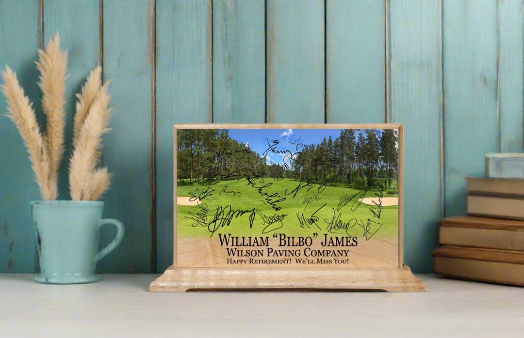 Golf Theme Retirement Gift Plaque Custom Personalized Signable for ...