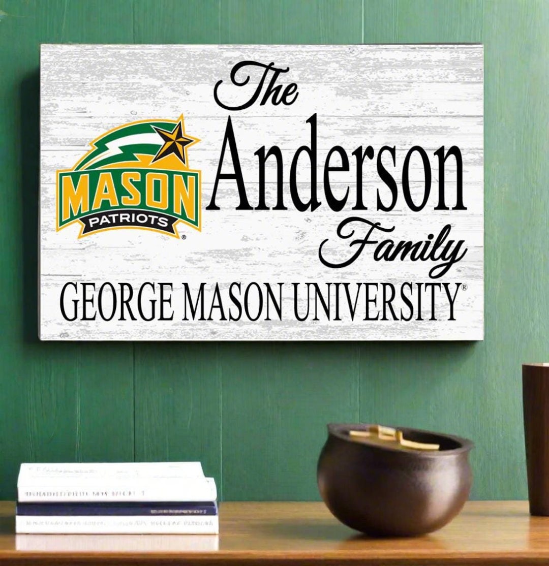 George Mason Family Name Sign - Solid Wood - PERSONALIZED for Alumni ...