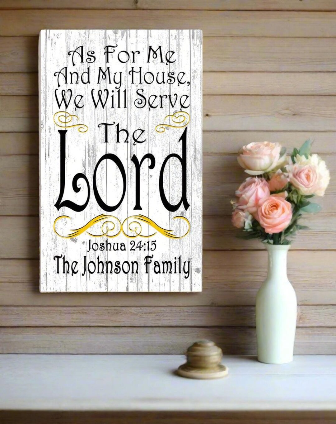 Personalized Family Name Sign, Joshua 24:15 Verse - Etsy